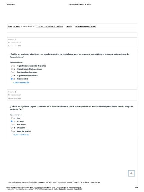 Estructura De Datos Segundo Examen Parcial Pdf Pdf C Algoritmos