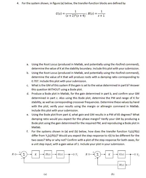 SOLVED 4 For The System Shown In Figure A Below The Transfer