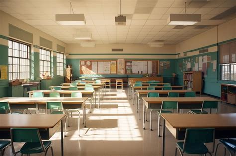 Premium Ai Image Empty Elementary School Classroom Evoking Nostalgia