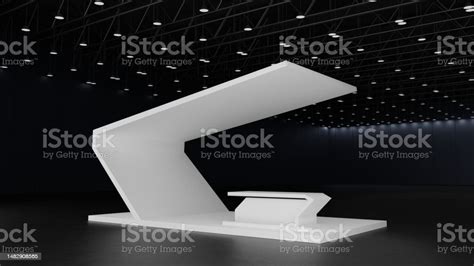 흰색 모형 템플릿 디자인 부스 전시 스탠드 디스플레이 이벤트 무역 박람회 전시 전시장 3d 렌더링 3차원 형태에 대한 스톡 사진 및 기타 이미지 Istock