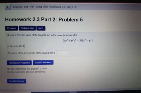 Solved Homework 23 Part 2 Problem 1 Previous Problem List