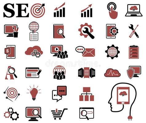 Set Of 50 Seo And Development Web Icons In Line Style Contact Target