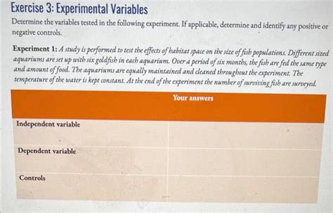 solved exercise 3 experimental variables determine the
