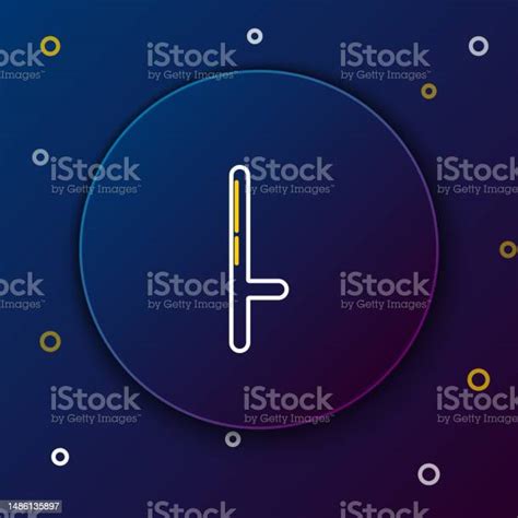 흰색과 노란색 선 경찰 고무 지휘봉 아이콘은 진한 파란색 배경에 분리되어 있습니다 고무 곤봉 경찰 박쥐 경찰 장비 다채로운 개요 개념입니다 벡터 일러스트레이션 검은색에 대한