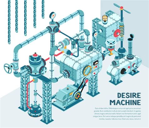 복잡한 디자인 아이소메트릭의 환상적인 산업 기계 프리미엄 벡터