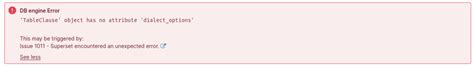 Exception Tableclause Object Has No Attribute Dialectoptions In Apache Superset · Issue