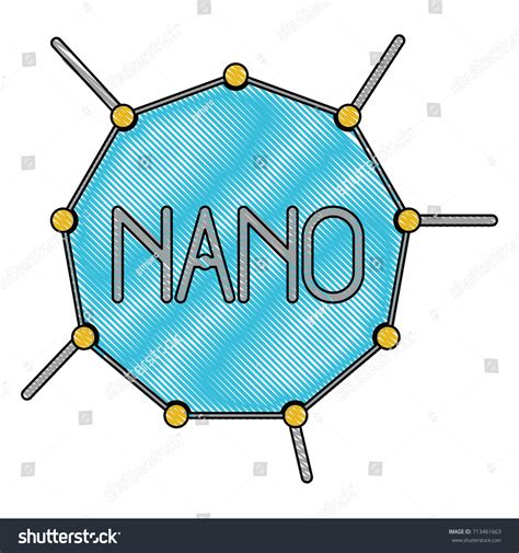 Nano Molecular Structure Color Crayon Silhouette Stock Vector Royalty
