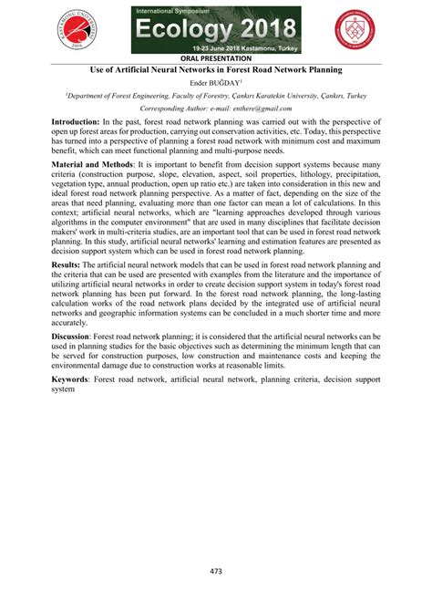Pdf Use Of Artificial Neural Networks In Forest Road Network Planning