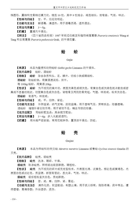 蛤蚧 重庆市中药饮片炮制规范及标准 蒲标网