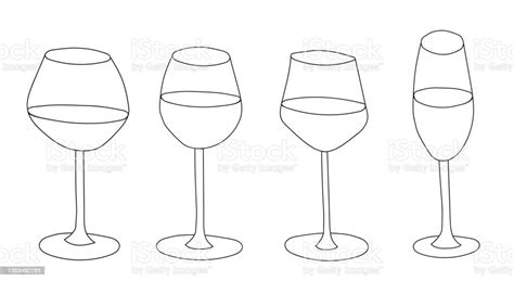 낙서 만화 힙스터 스타일 흑백 벡터 일러스트 컬렉션 세트 레드 핑크 로즈 화이트 와인 잔의 다양한 바 레스토랑 메뉴 광고 포스터 또는 카드 직물 섬유 벽지 디자인 0명에