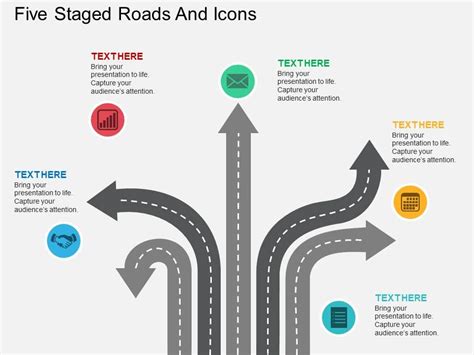 Km Five Staged Roads And Icons Flat Powerpoint Design Powerpoint Templates Backgrounds