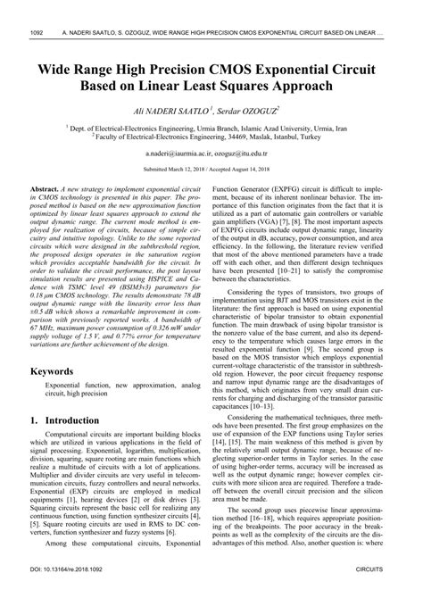 Pdf Wide Range High Precision Cmos Exponential Circuit Based On Linear Least Squares Approach