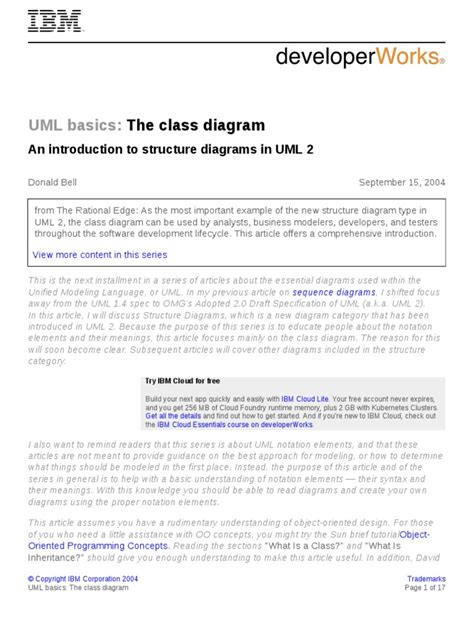 The Class Diagram Uml Basics Pdf Class Computer Programming