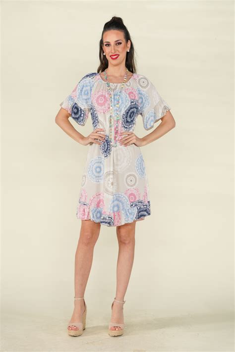 Φόρεμα Mini σε εμπριμέ με βολάν Erg Fashion