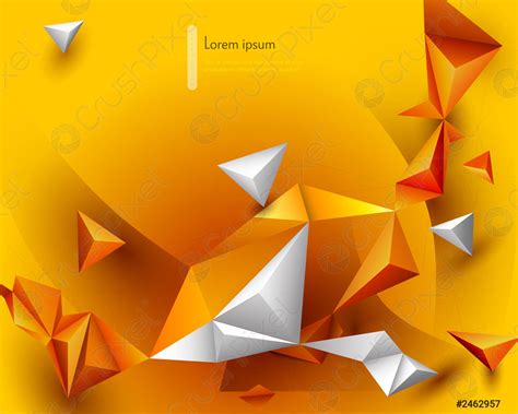 Abstract 3d Geometric Polygon Triangle Pattern Shape Yellow Orange Gradient Stock Vector