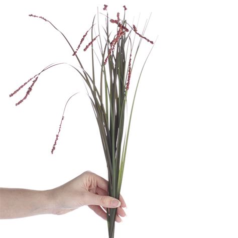 Artificial Red Seeded Long Blade Grass Stem Artificial Greenery