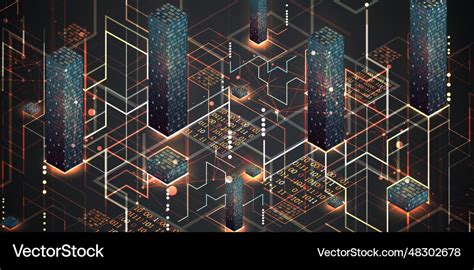 Isometric Big Data Processing Concept Cloud Vector Image