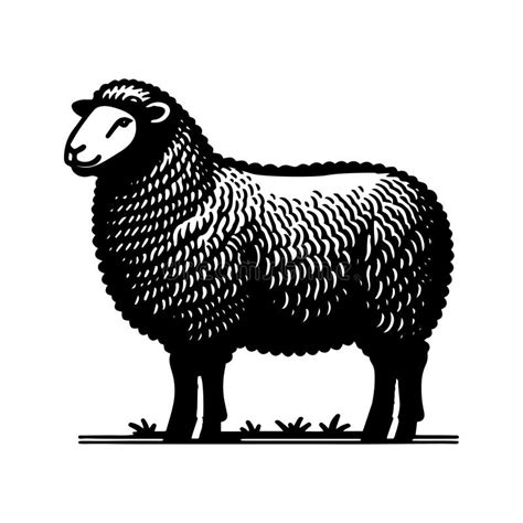 Suffolk Sheep Side View Vintage Retro Vector Icon Logo Design Stock