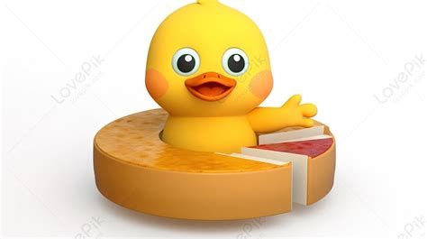 흰색 바탕에 인포그래픽 비즈니스 원형 차트가 있는 귀여운 노란 오리 만화 마스코트의 매혹적인 3d 렌더링 만화 배경 노란 배경 원형 배경 이미지 Hd 만화 노란