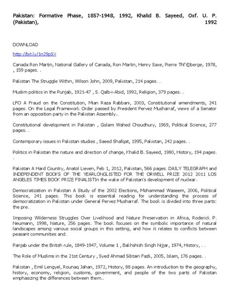 Pakistan Formative Phase 1857 1948 Download Free Pdf Pakistan