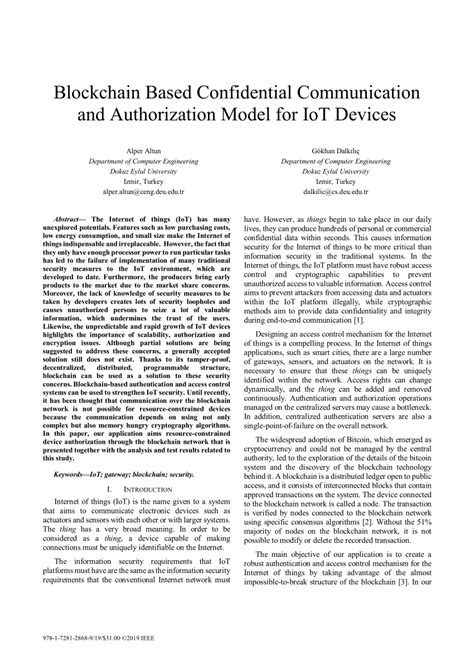 Pdf Blockchain Based Confidential Communication And Authorization Model For Iot Devices