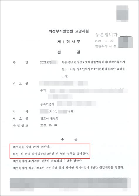 [아청법 위반ㅣ성착취물소지] N번방 영상 소지 집행유예로 방어 로톡