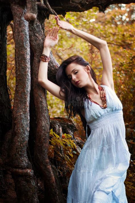 Girl In A Tree S Root Stock Photo Image Of Roots Beauty 25781372