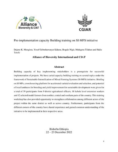 Pre Implementation Capacity Building Training On Si Mfs Initiative