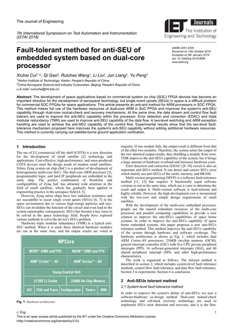 pdf fault tolerant method for anti seu of embedded system based on