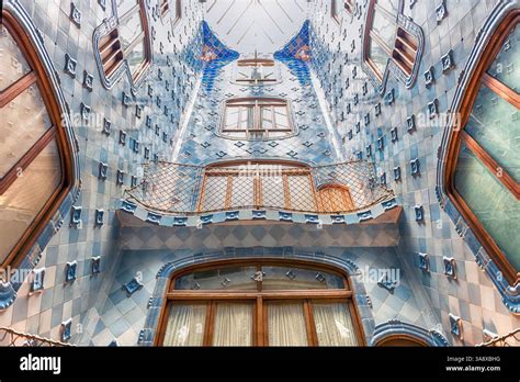Barcelona August 9 Iconic Blue Lightwell Inside Casa Batllo