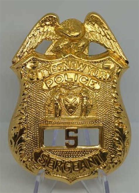 Bid Now Obsolete City Of New York Sergeant Police Badge 5 January 5