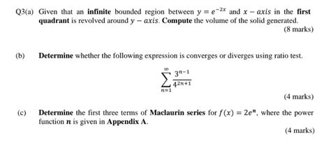solved q3 a given that an infinite bounded region between y
