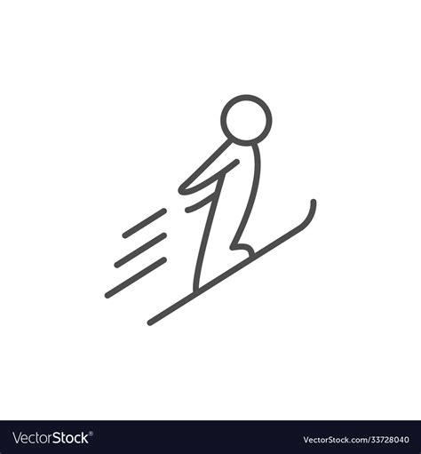 Ski Jumping Line Outline Icon Royalty Free Vector Image