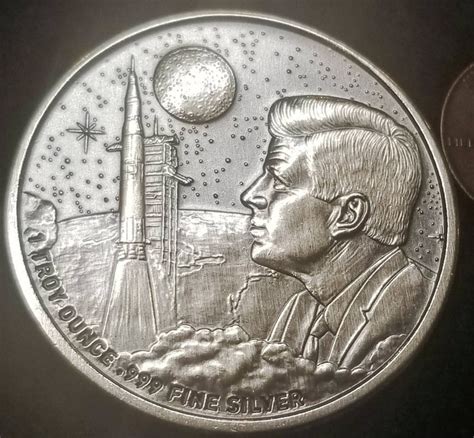 Appollo 11 Moon Landing 1 Troy Ounce Of Antiqued 999 Fine Silver