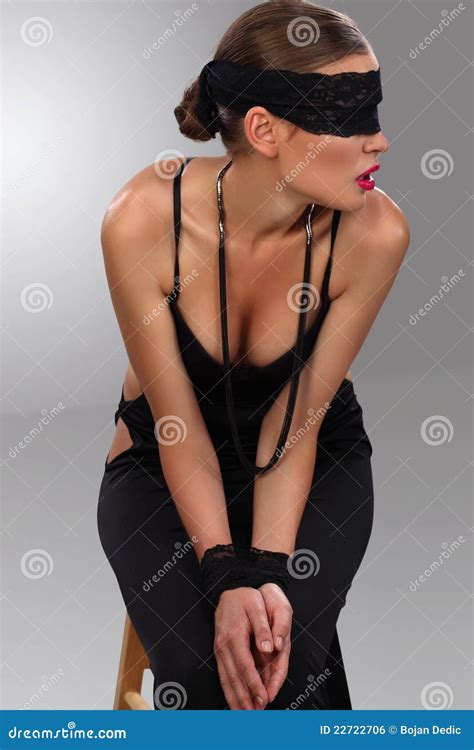 Blindfolded Attractive Girl Posing Royalty Free Stock Image Image