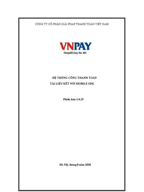 Vnpay Payment Gateway Techspec Mobile Sdk Vn Pdf