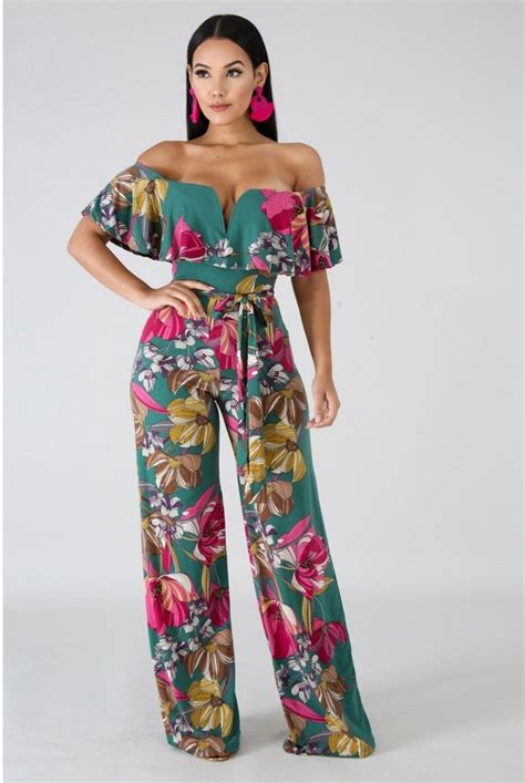 Floral Jumpsuit Floral Jumpsuit Floral Print Jumpsuit Luau Outfits