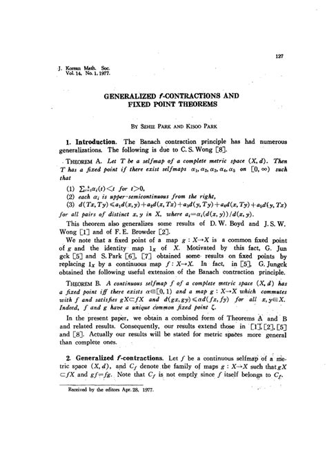 PDF Generalized F Contractions And Fixed Point Theorems