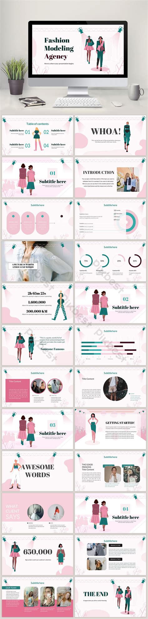 Fashion Modeling Agency Presentation White PowerPoint PPTX Template Free Download Pikbest