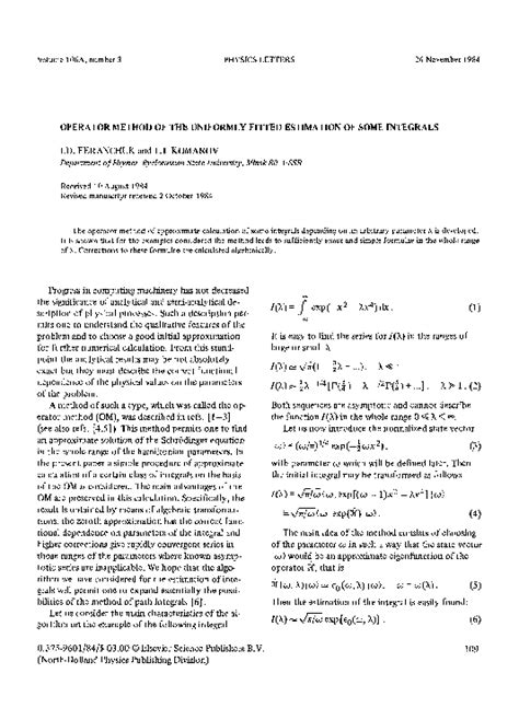 Pdf Operator Method Of The Uniformly Fitted Estimation Of Some Integrals