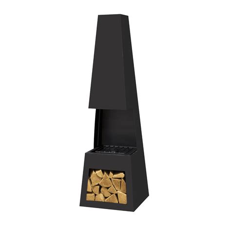 Dellonda Outdoor Chiminea Fireplace Heater Firewood Storage Aldea Group