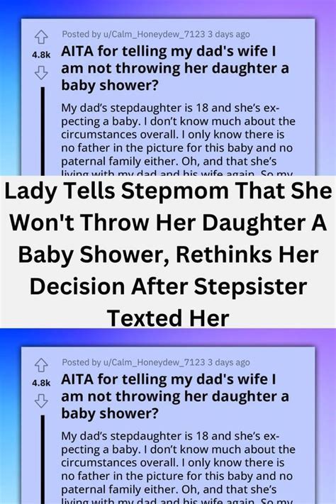 Lady Tells Stepmom That She Won T Throw Her Daughter A Baby Shower Rethinks Her Decision After