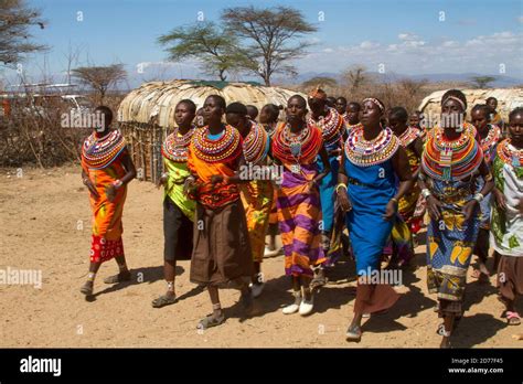 Members Of The Samburu Tribe In A Traditional Dance Kenya The Samburu