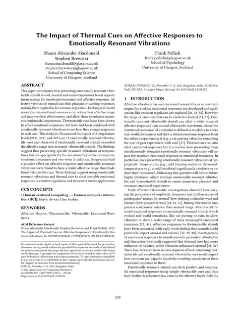 Pdf The Impact Of Thermal Cues On Affective Responses To Emotionally