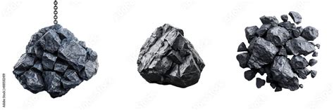 Three Piles Of Coal Shown Representing Different Sizes And Types Of
