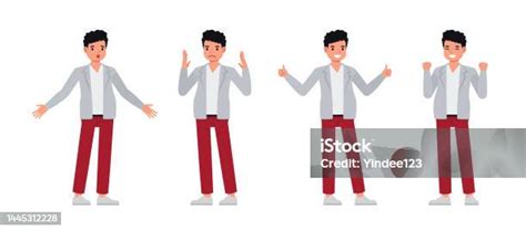 남자 세트는 회색 정장 컬러 캐릭터 벡터 디자인을 착용합니다 감정 달리기 서기 및 걷기로 다양한 행동으로 프레젠테이션 20 29세에 대한 스톡 벡터 아트 및 기타 이미지