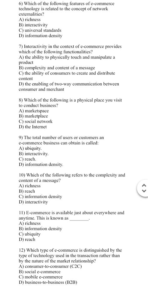 Solved Which Of The Following Features Of E Commerce