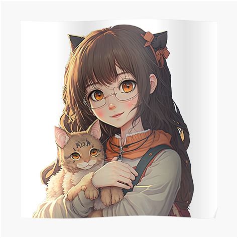 Anime Girl With Cat Pulling Back Her Headphones Hd An