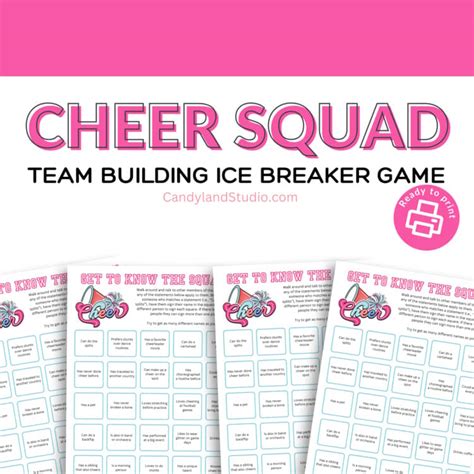 Cheerleading Find Someone Who Team Building Ice Breaker Bingo Game