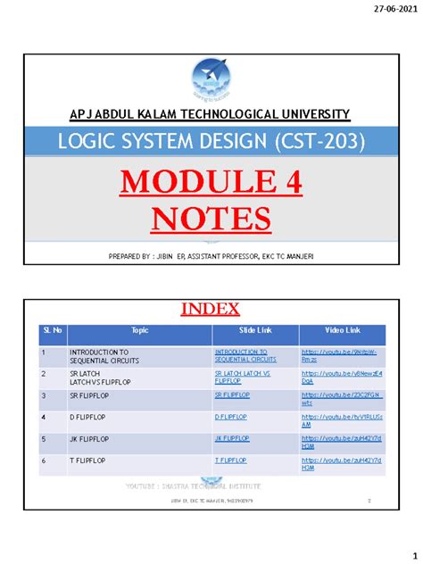 Logic System Design Module 4 Module 4 Notes Logic System Design Cst